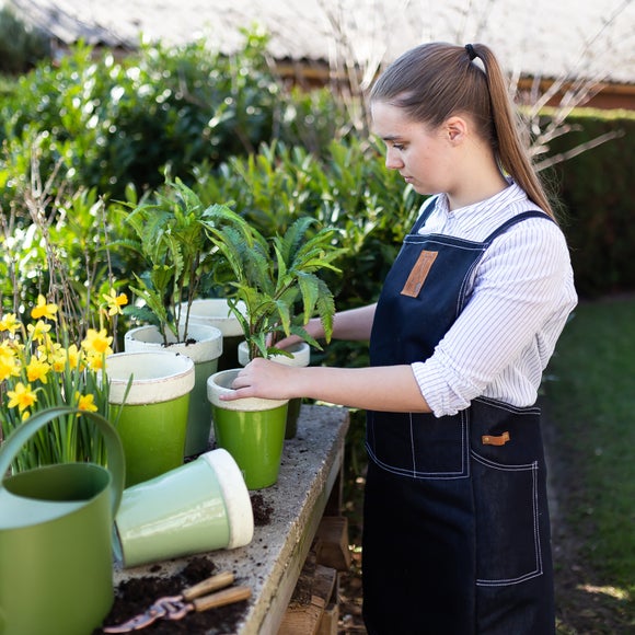 Fallen Fruits Denim Cross Back Garden Apron by Dunelm | ufurnish.com