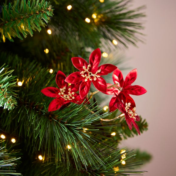 Metallic Red Artificial Poinsettia Pick by Dunelm | ufurnish.com