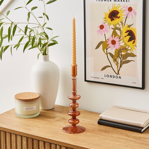 Fluted Glass Candlestick Holder by Dunelm | ufurnish.com