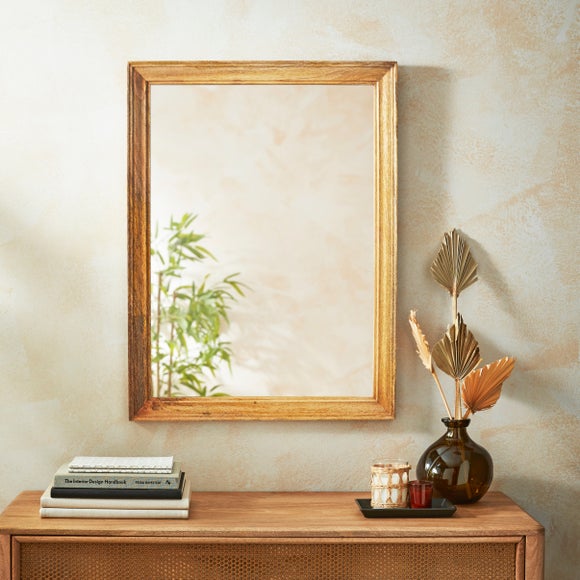Ribbed Mango Wood Rectangle Overmantel Wall Mirror by Dunelm | ufurnish.com