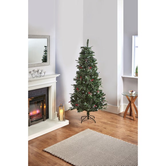 6.5ft Slim New Jersey Spruce Christmas Tree with Pine Cones & Berries ...
