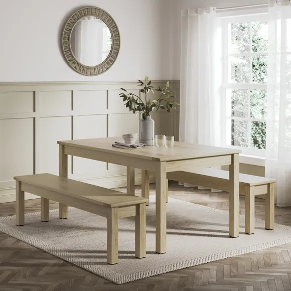 Olney 6 Seater Dining Table and Bench Set by Dunelm | ufurnish.com