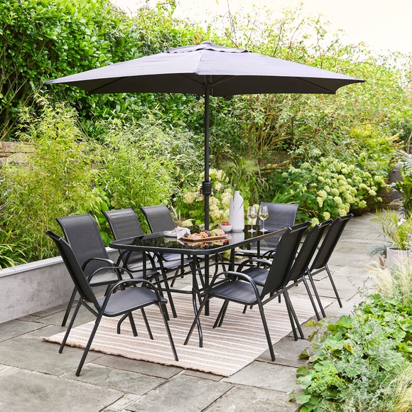 10 Piece Rectangular Garden Dining Set by Dunelm | ufurnish.com