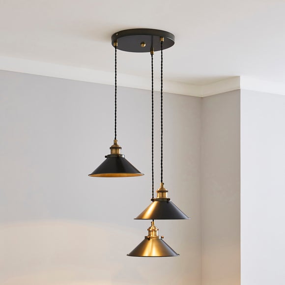 Logan Grey Industrial 3 Light Cluster Ceiling Light by Dunelm ...