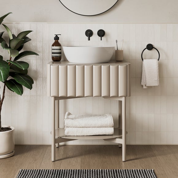 Alita Single Vanity Unit, Sandstone by Dunelm | ufurnish.com