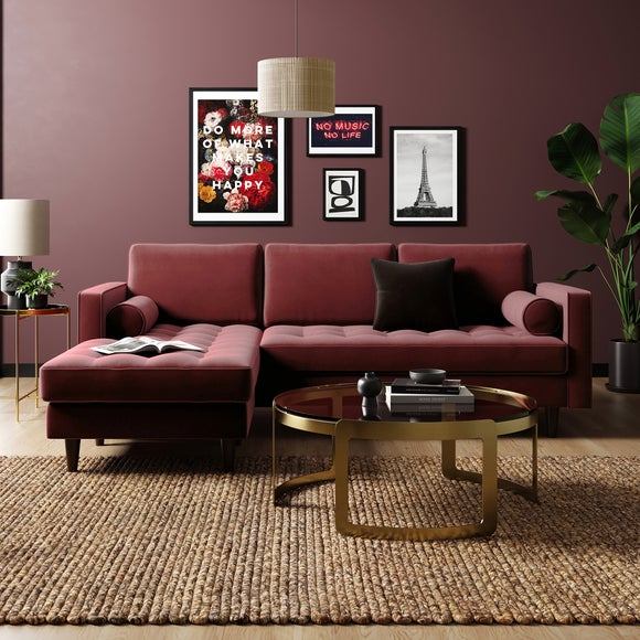 Zoe Velvet Corner Chaise Sofa by Dunelm | ufurnish.com