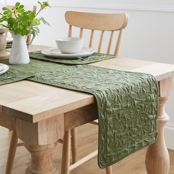 Churchgate Morcott Quilted Olive Table Runner by Dunelm | ufurnish.com