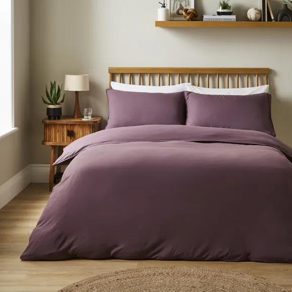 Super Soft Washed Microfibre Plain Duvet Cover and Pillowcase Set by ...