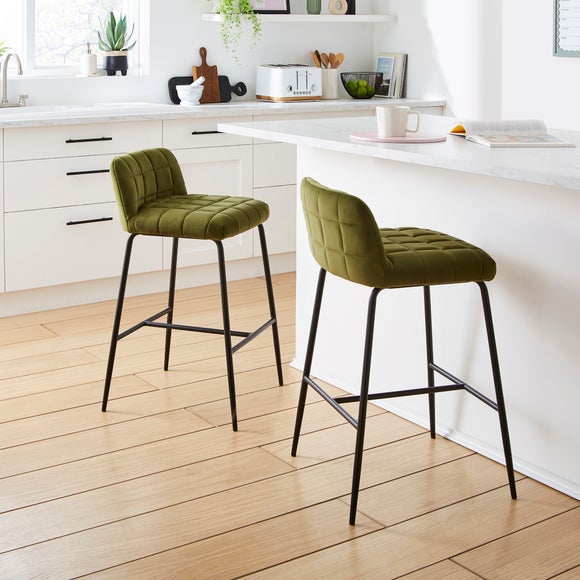 Caden Counter Height Bar Stool, Velvet by Dunelm | ufurnish.com