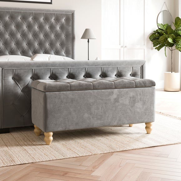 Arriana Velvet End of Bed Storage Ottoman by Dunelm | ufurnish.com