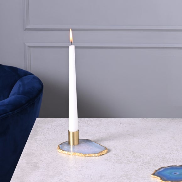 Hestia Celestial Blue Agate Candlestick Holder by Dunelm | ufurnish.com