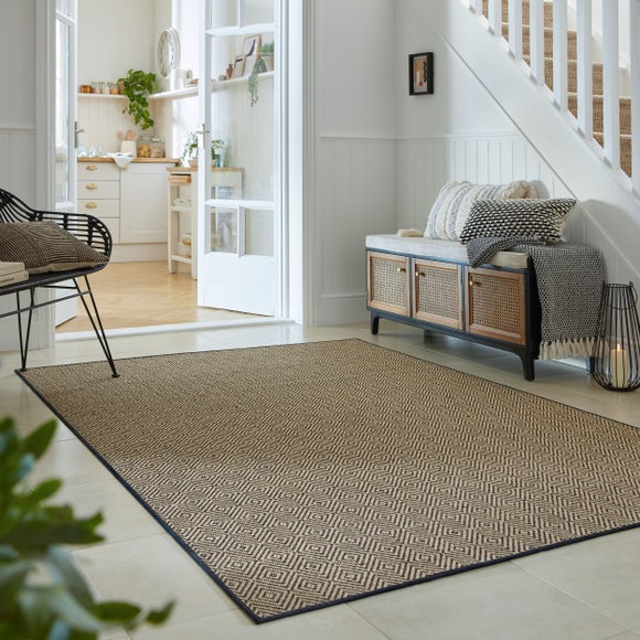 Diamond Jute Border Rug by Dunelm | ufurnish.com