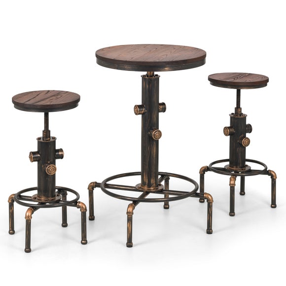 Rockport 2 Seater Round Bar Table with 2 Stools by Dunelm | ufurnish.com