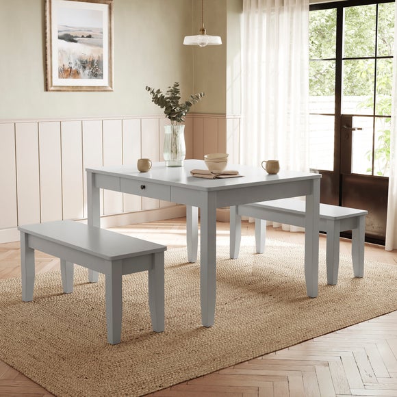 Lynton 4 Seater Dining Table and Bench Set by Dunelm | ufurnish.com