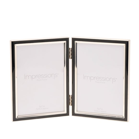 Silver Plated Black Epoxy Double Photo Frame by Dunelm | ufurnish.com