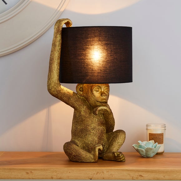 Return - Odisha Resin Monkey Gold Table Lamp by Dunelm | ufurnish.com
