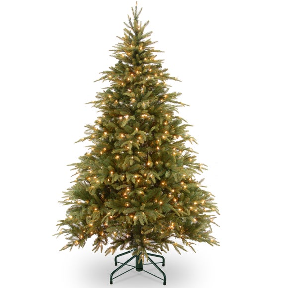 6ft Pre-Lit Feel Real Weeping Spruce Hinged Christmas Tree by Dunelm ...