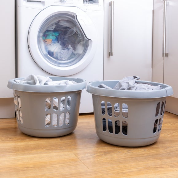 Wham Casa Set of 2 Round Plastic Laundry Baskets by Dunelm | ufurnish.com