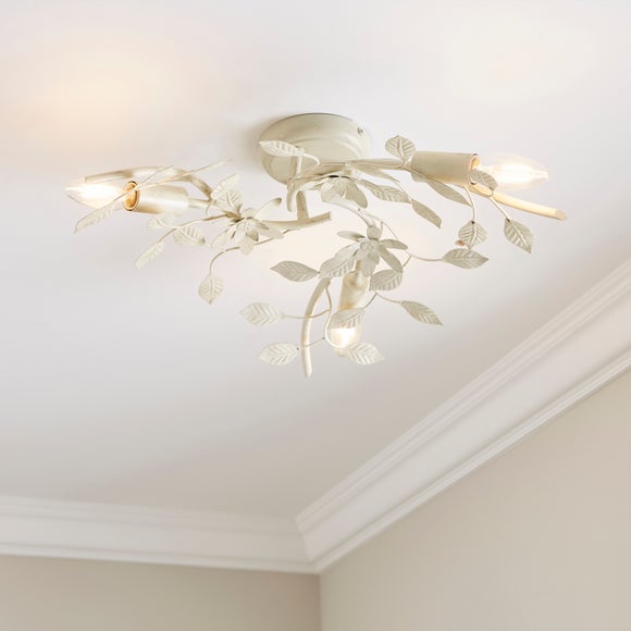Chantelle Floral 3 Light Flush Ceiling Light by Dunelm | ufurnish.com