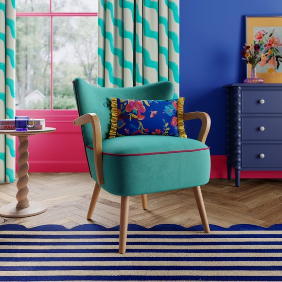 Eliza Velvet Contrast Piping Occasional Armchair by Dunelm | uFurnish.com