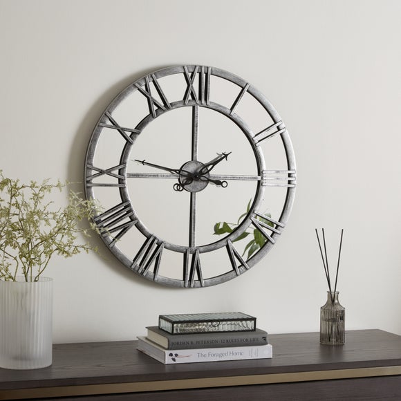 Distressed Mirrored Wall Clock by Dunelm | ufurnish.com