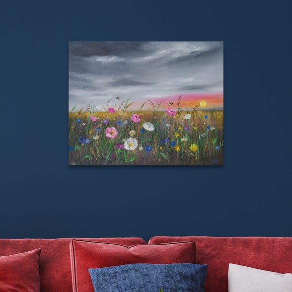 The Art Group Sunset Over Wildflowers Canvas by Dunelm | ufurnish.com