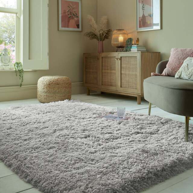 Polar Shaggy Rug Brown by Dunelm | ufurnish.com