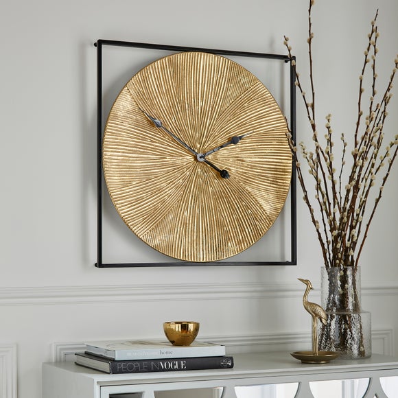 Luxe Ribbed Metal Wall Clock by Dunelm | uFurnish.com
