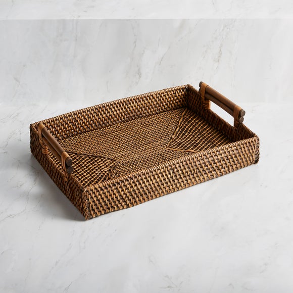 Churchgate Woven Rattan Rectangle Tray by Dunelm | ufurnish.com