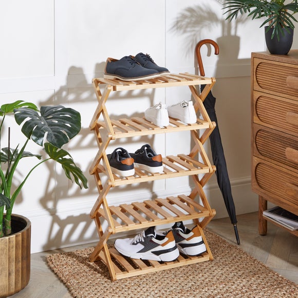 Bamboo Folding Shoe Rack by Dunelm | ufurnish.com