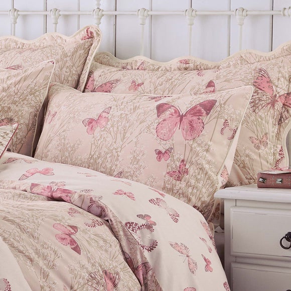Botanica Butterfly Blush Standard Pillowcase by Dunelm | ufurnish.com