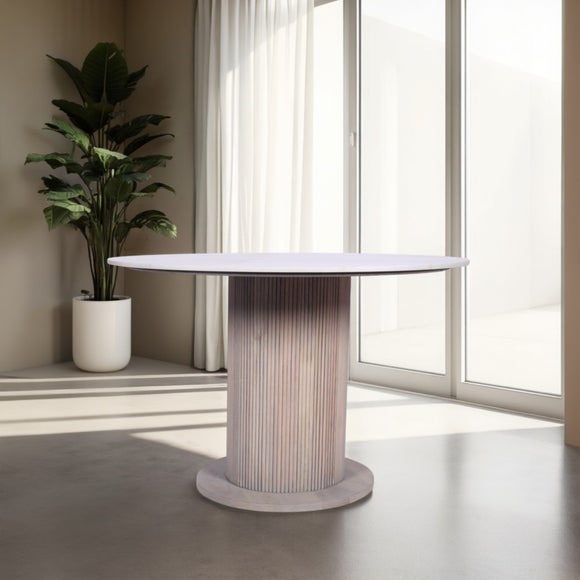 Indus Valley Cleo Round 4 Seater Dining Table by Dunelm | ufurnish.com