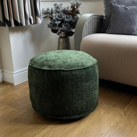 Daro Waffle Round Pouffe by Dunelm | ufurnish.com