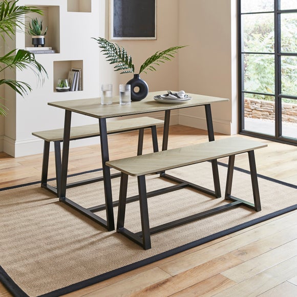 Maven 4 Seater Dining Table and Bench Set by Dunelm | ufurnish.com