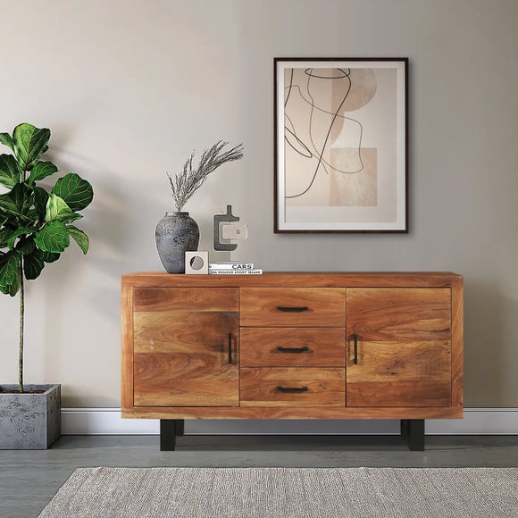 Indus Valley Lex 2 Door 3 Drawer Sideboard by Dunelm | ufurnish.com