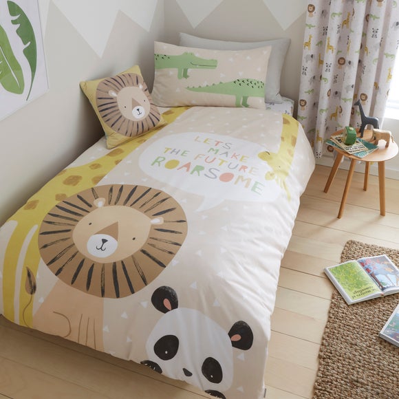 Catherine Lansfield Roarsome Animals Reversible Duvet Cover and Pillowcase Set by Dunelm ...