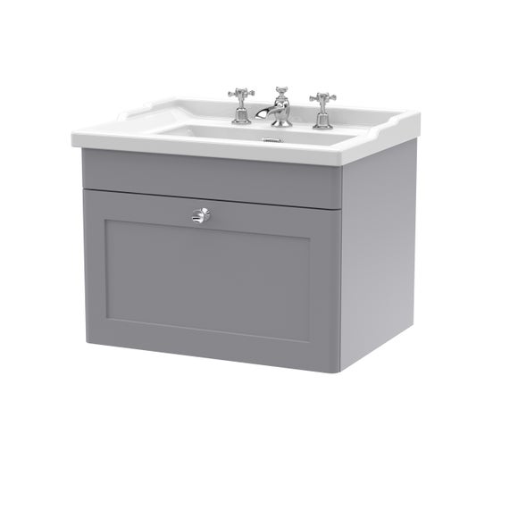 Classique Wall Mounted 1 Drawer Vanity Unit with Ceramic Basin by ...