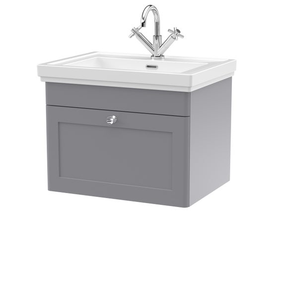 Classique Wall Mounted 1 Drawer Vanity Unit with Basin by Dunelm ...