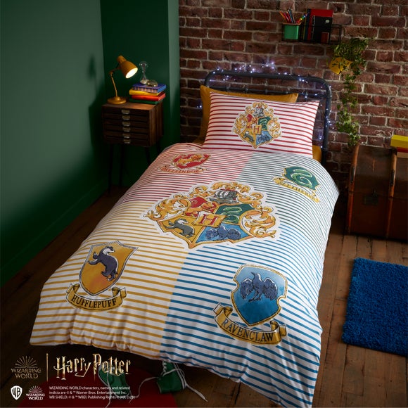 Harry Potter Houses Duvet Cover and Pillowcase Set by Dunelm | ufurnish.com