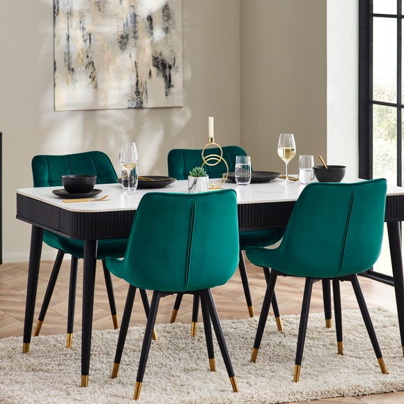 Louis Black Fluted Stone Dining Table by Dunelm | ufurnish.com