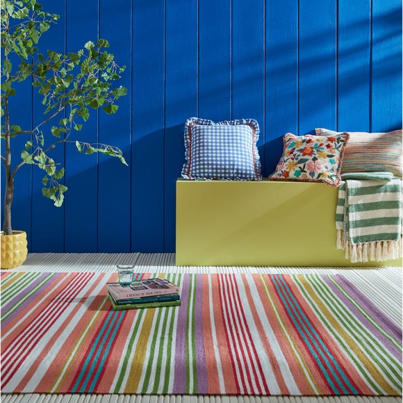 Sophie Robinson Rock Candy Stripe Indoor Outdoor Rug by Dunelm ...