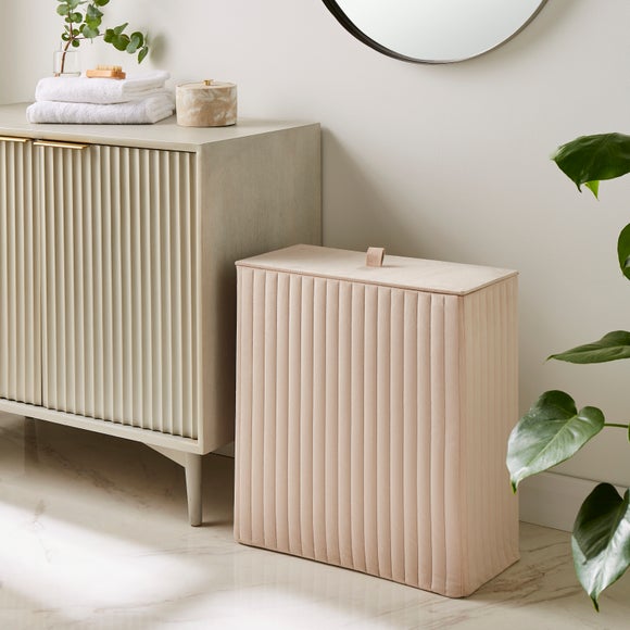 Modern Luxe Ribbed Velvet Slimline Laundry Basket by Dunelm | ufurnish.com