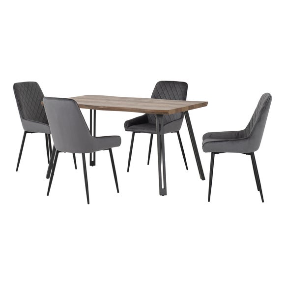 Quebec 4 Seater Wave Rectangular Dining Table with 4 Avery Chairs by ...