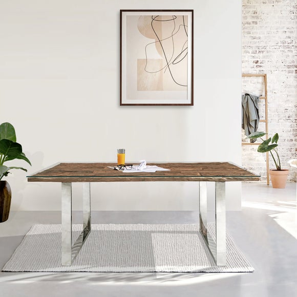Indus Valley Railway Sleeper 6 Seater Dining Table by Dunelm | ufurnish.com