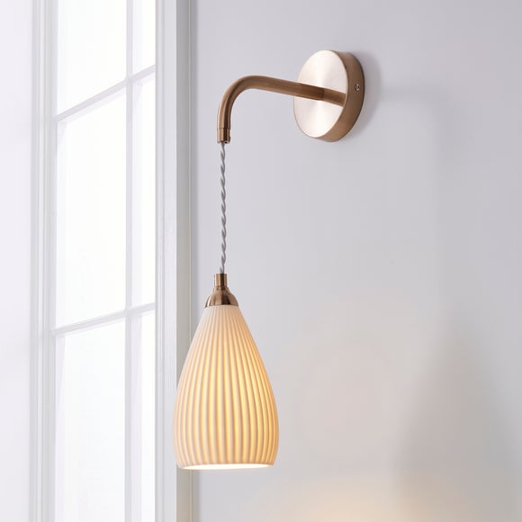 Dorma Purity Ribbed Porcelain Wall Light by Dunelm | ufurnish.com