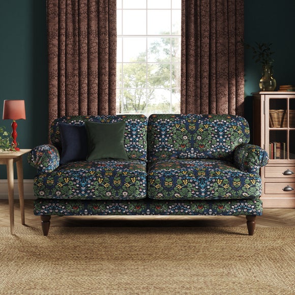 Jolene William Morris Blackthorn Print Velvet 3 Seater Sofa by Dunelm | ufurnish.com