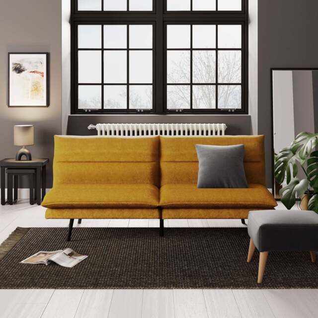 Luca Weave Clic Clac Sofa Bed Yellow by Dunelm ufurnish