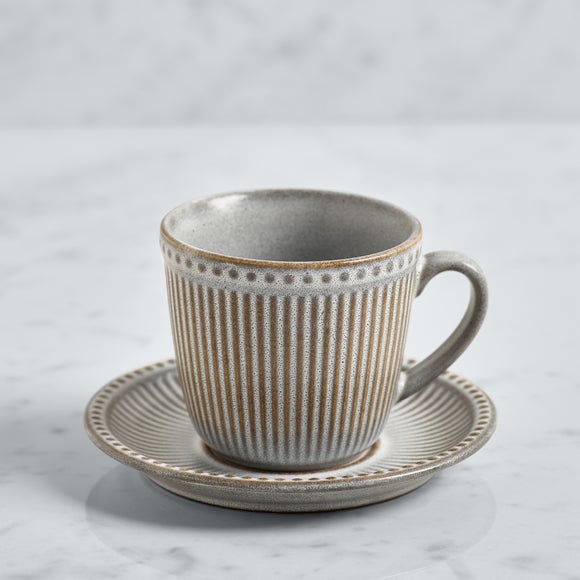 Steeple Embossed Cup & Saucer by Dunelm | ufurnish.com