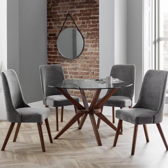 Chelsea 4 Seater Round Glass Top Dining Table with 4 Huxley Chairs by ...