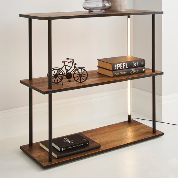 Fulton Rustic Pine Console Table with LED Lights by Dunelm | ufurnish.com
